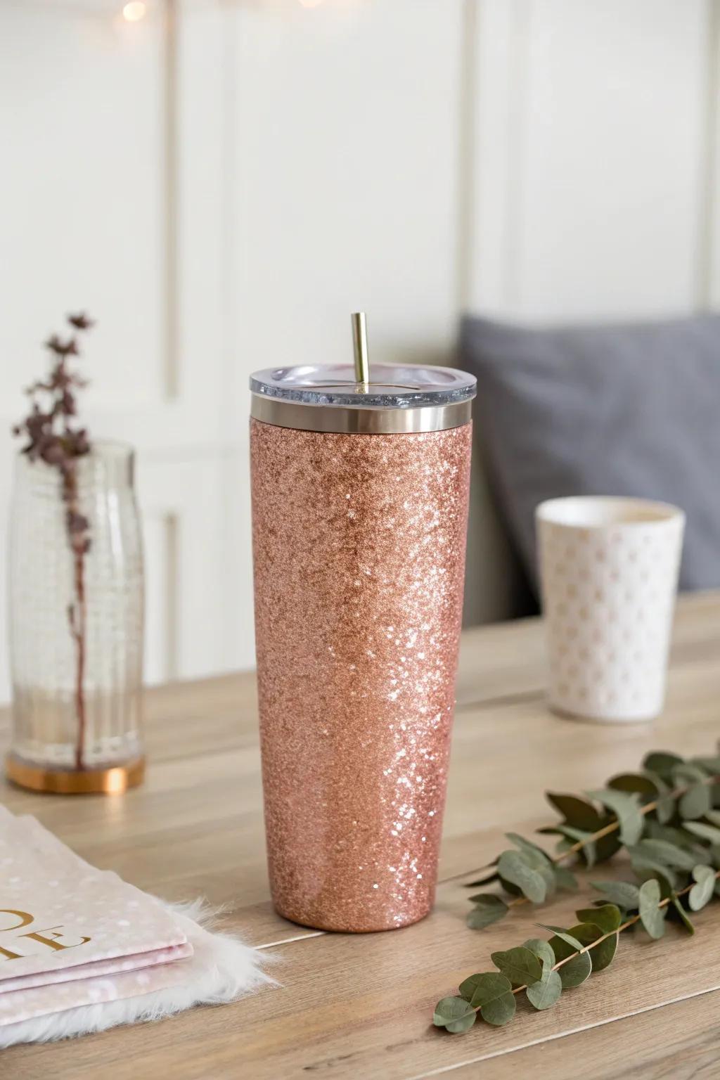 20+ Stunning Rose Gold Glitter Tumbler Ideas - Casolia