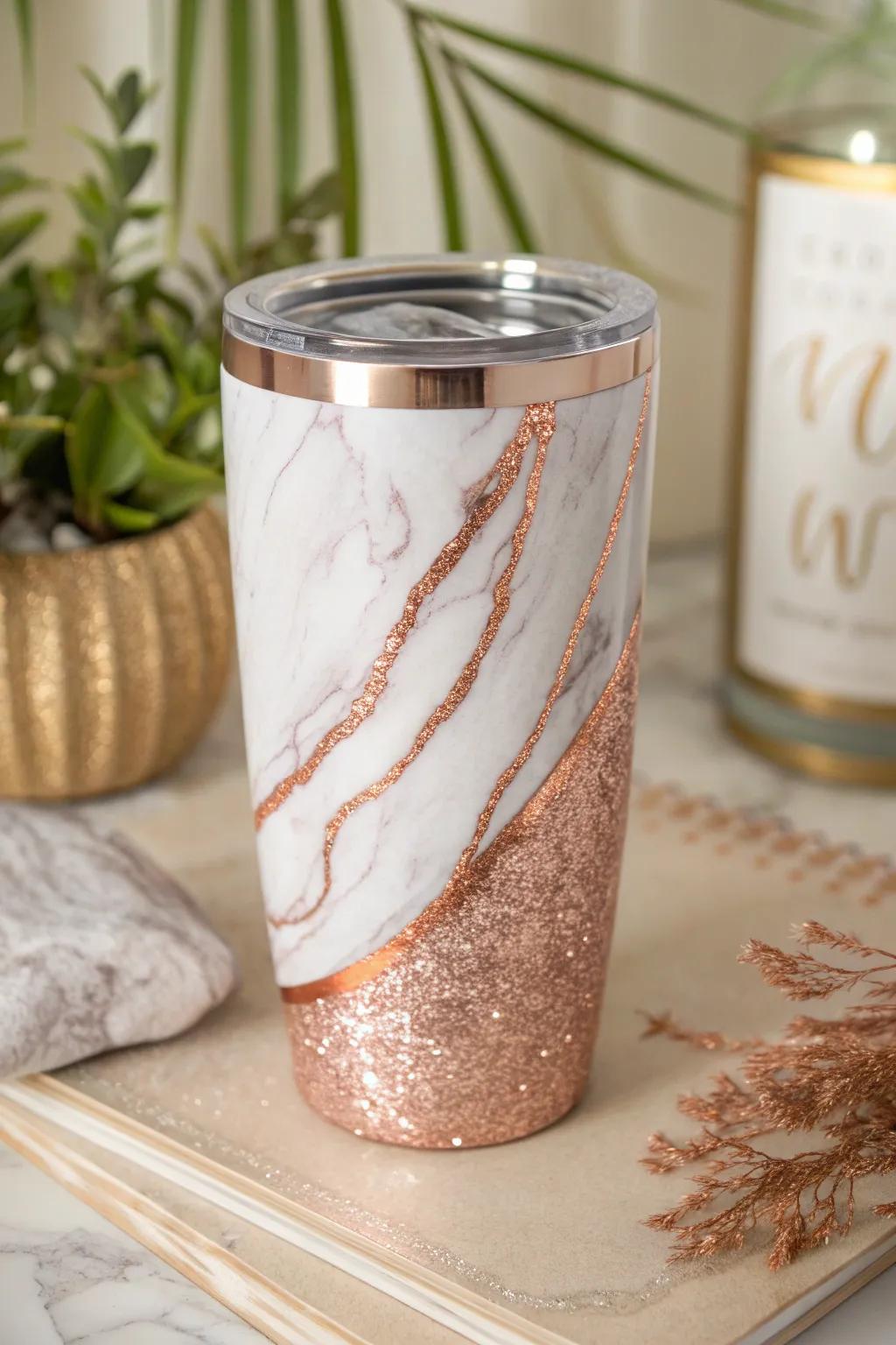 20+ Stunning Rose Gold Glitter Tumbler Ideas - Casolia