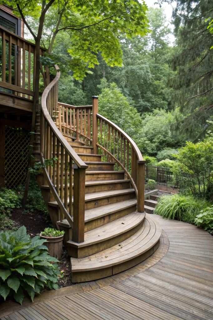 8+ Stunning Corner Stairs Deck Ideas