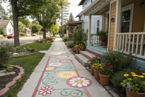 16+ Creative Ideas for Painting Concrete Walkways