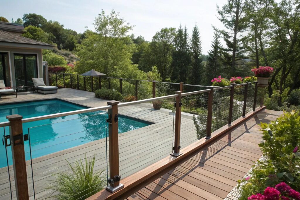 20+ Inspiring Pool Deck Railing Ideas - Casolia