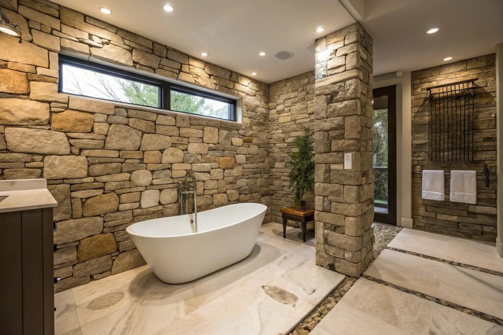21+ Stylish Stacked Stone Bathroom Ideas