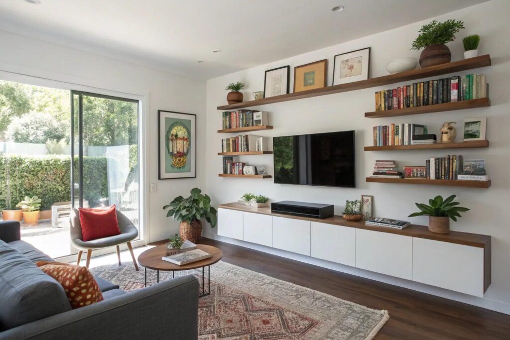 19+ Stylish Floating Shelf Ideas Around the TV