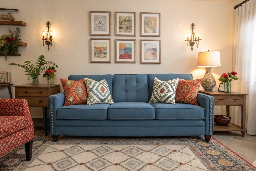 21+ Chic Ways to Style a Blue Couch