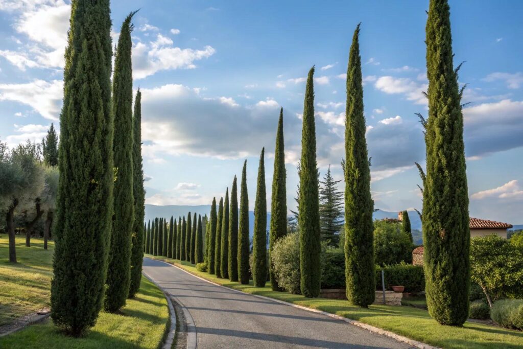 19+ Elegant Italian Cypress Tree Landscaping Ideas