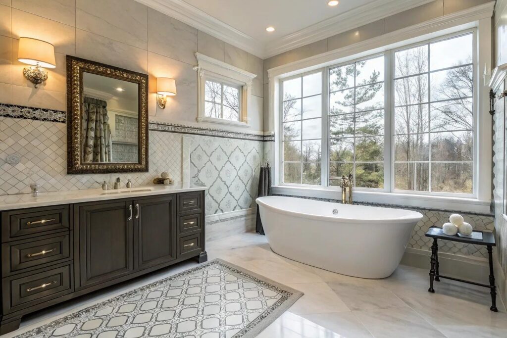 14+ Inspiring Bathroom Tile Wainscoting Ideas