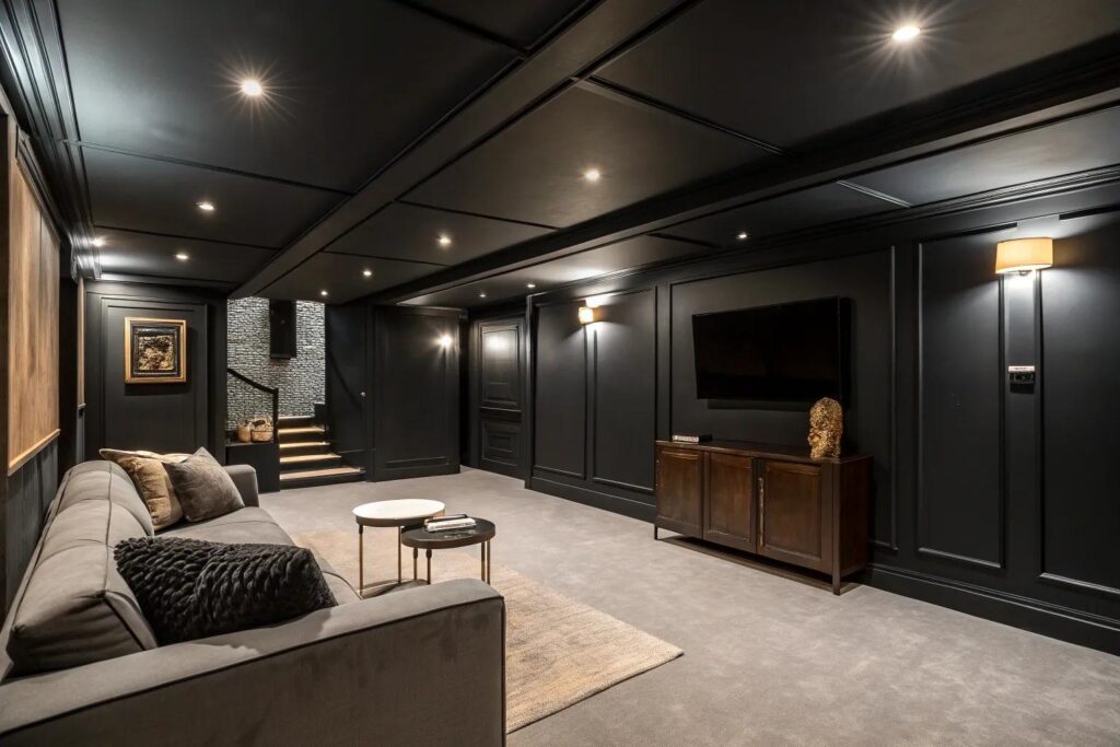 18+ Stylish Black Painted Basement Ideas