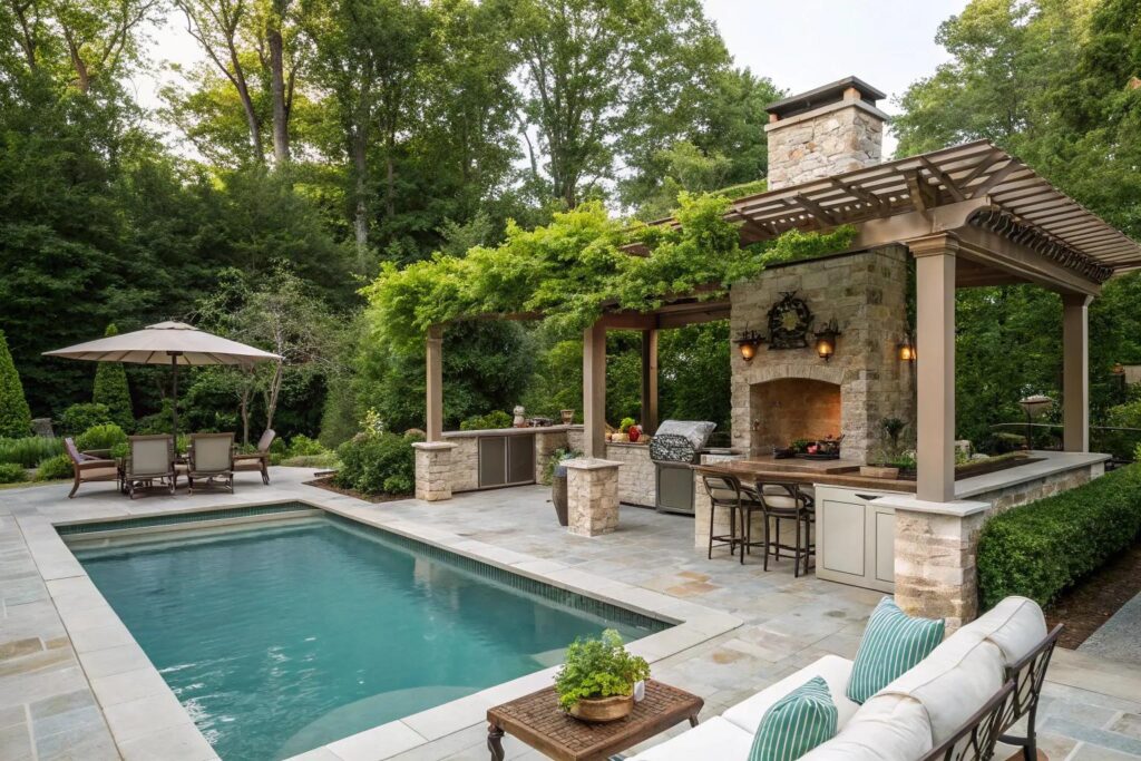 11+ Stunning Covered Outdoor Pool Kitchen Ideas