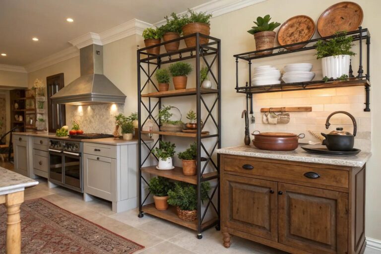 16+ Creative Kitchen Bakers Rack Decorating Ideas