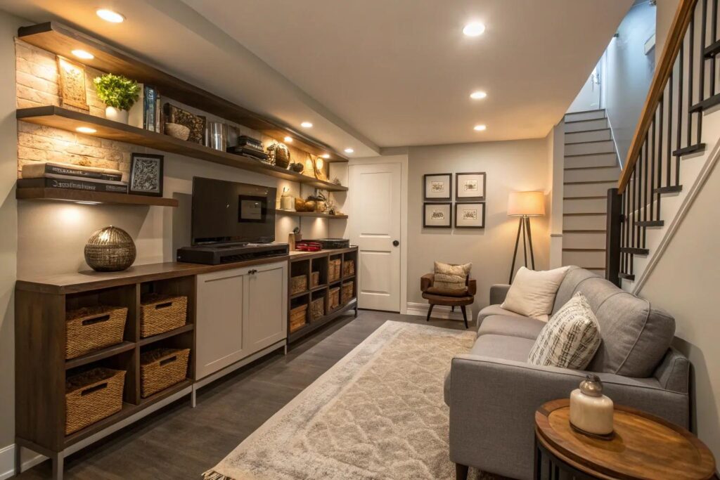 18+ Clever Small Narrow Basement Ideas