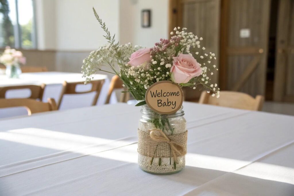 18+ Cute DIY Mason Jar Baby Shower Centerpieces