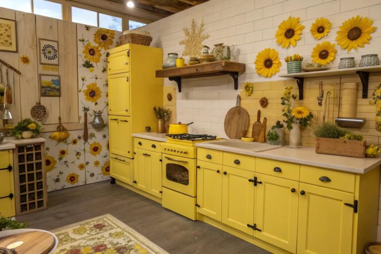 12+ Charming Sunflower Kitchen Cabinets Ideas