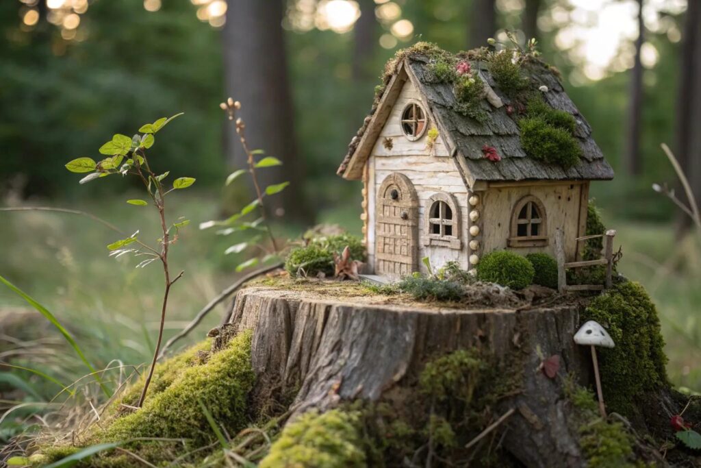 13+ Enchanting Fairy House Tree Stump Ideas