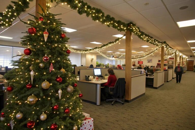 16+ Cozy Christmas Office Decoration Ideas
