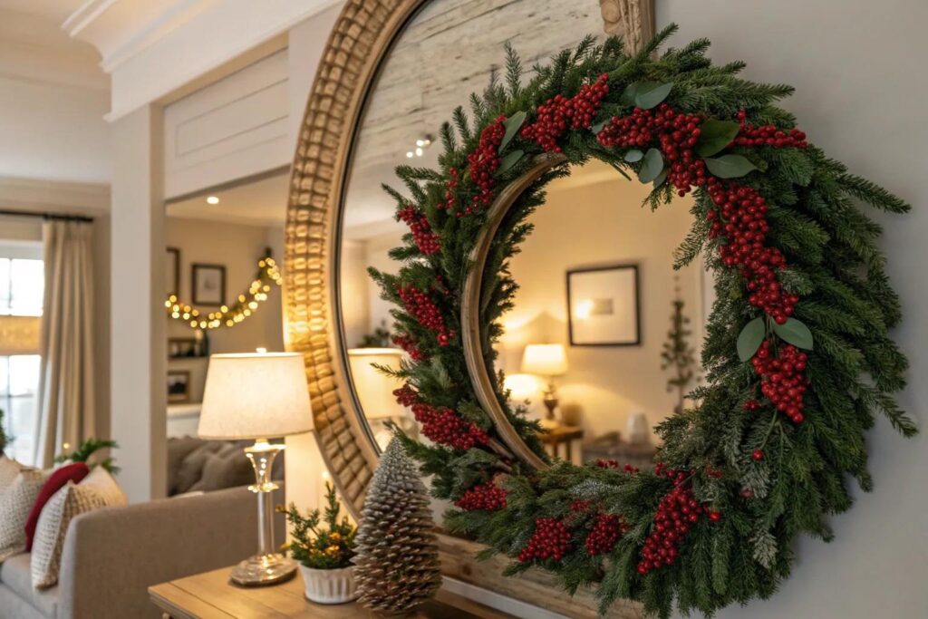18+ Stylish Wreath on Mirror Ideas for Your Home