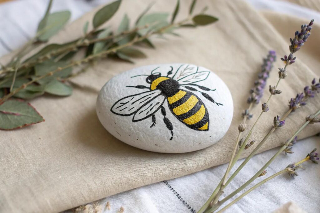 21+ Charming Bumblebee Rock Painting Ideas